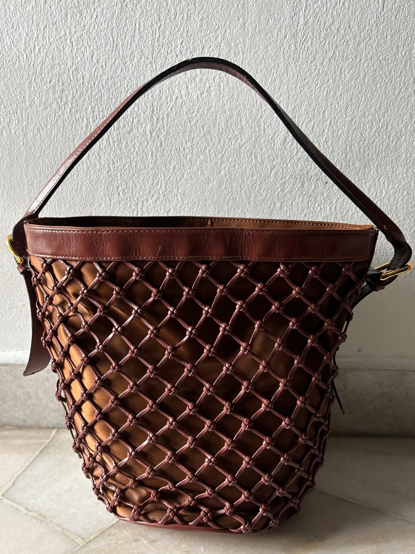 (Raya Raya SALE!) Luna Borsa Woven Leather Shoulder Bucket Bag / Bakul ...