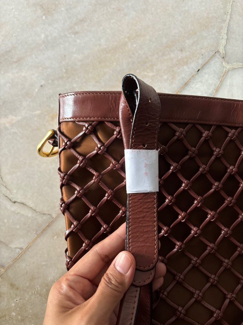 (Raya Raya SALE!) Luna Borsa Woven Leather Shoulder Bucket Bag / Bakul ...