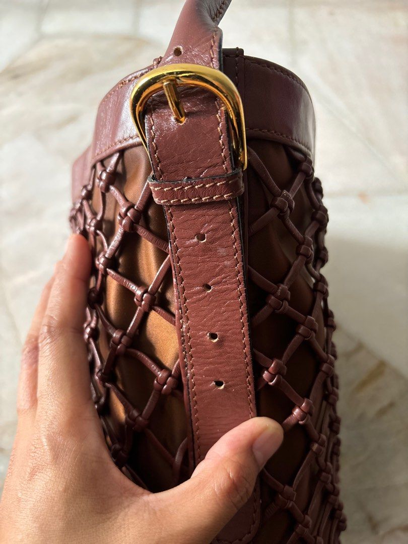 (Raya Raya SALE!) Luna Borsa Woven Leather Shoulder Bucket Bag / Bakul ...