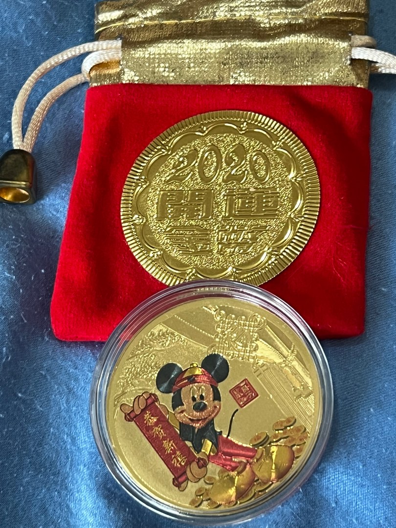Mickey mouse coin wt 59 gm size 5 x 5 cm with certificate, Hobbies ...