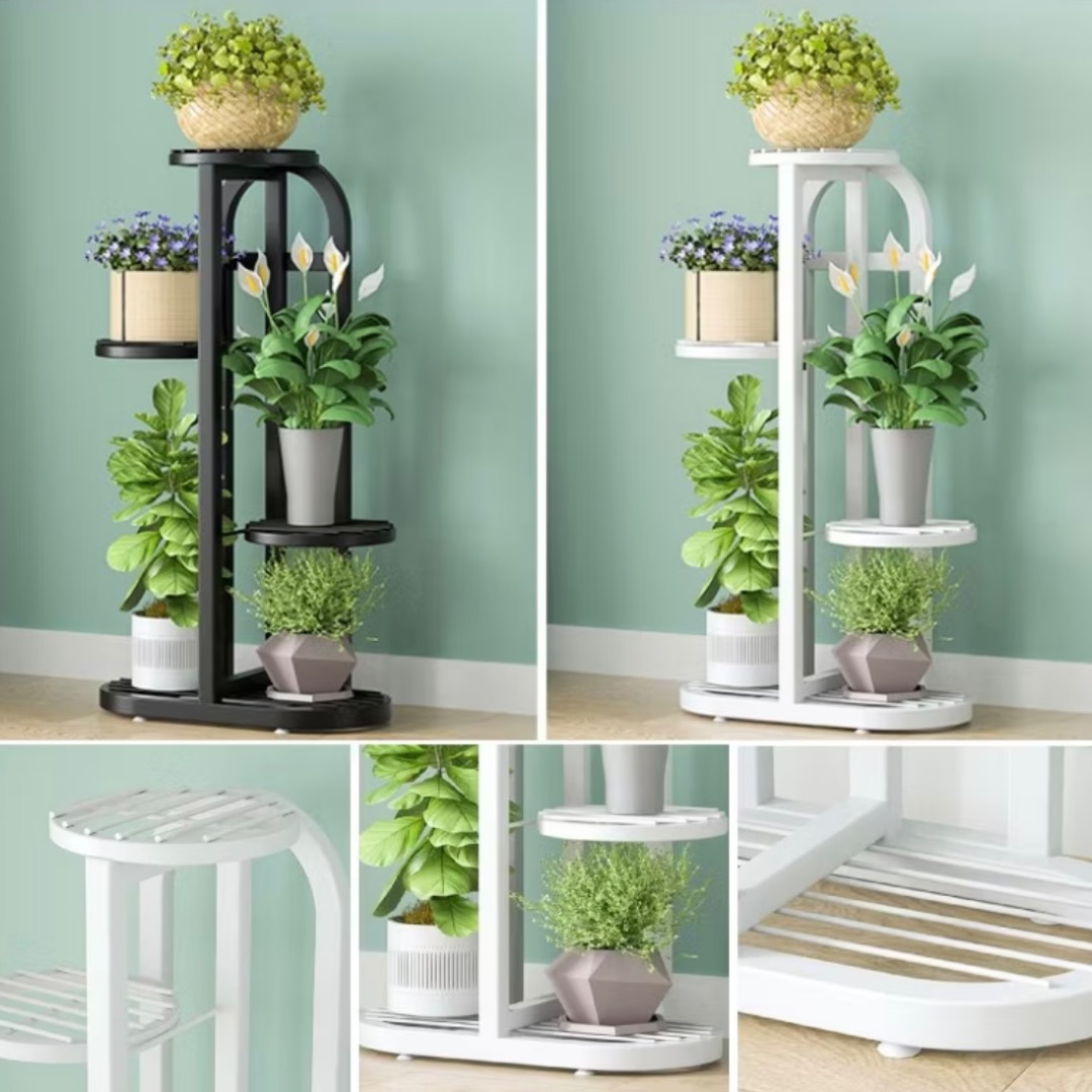 Outdoor Balcony Plant Rack | 5 Pots Flowerpot Organiser Stand | Home ...