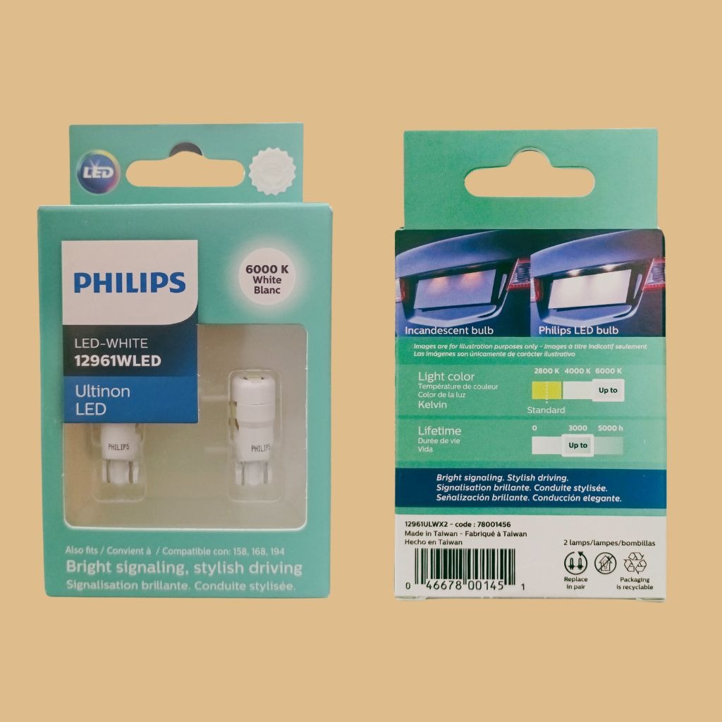 Philips Ultinon LED T10 / W5W White Bulb 6000K (12V), Car Accessories ...