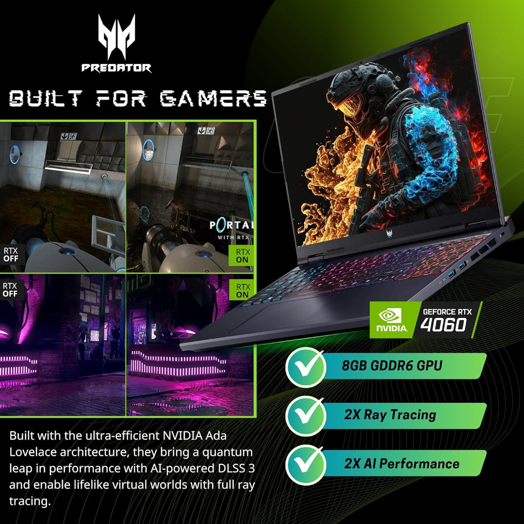 RTX4060 Acer predator Neo 16 PHN16-72-52GV i5-14500HX Nvidia 8GB Vram ...