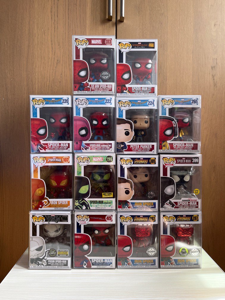 Spiderman Funko Pops - Chase - Spider Man - Iron Spider - Peter Parker ...