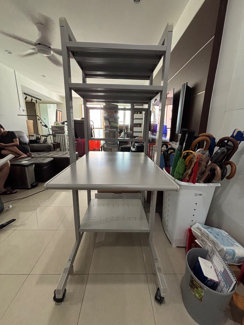 Stainless Steel Mobile Computer Table, Furniture & Home Living, Home ...