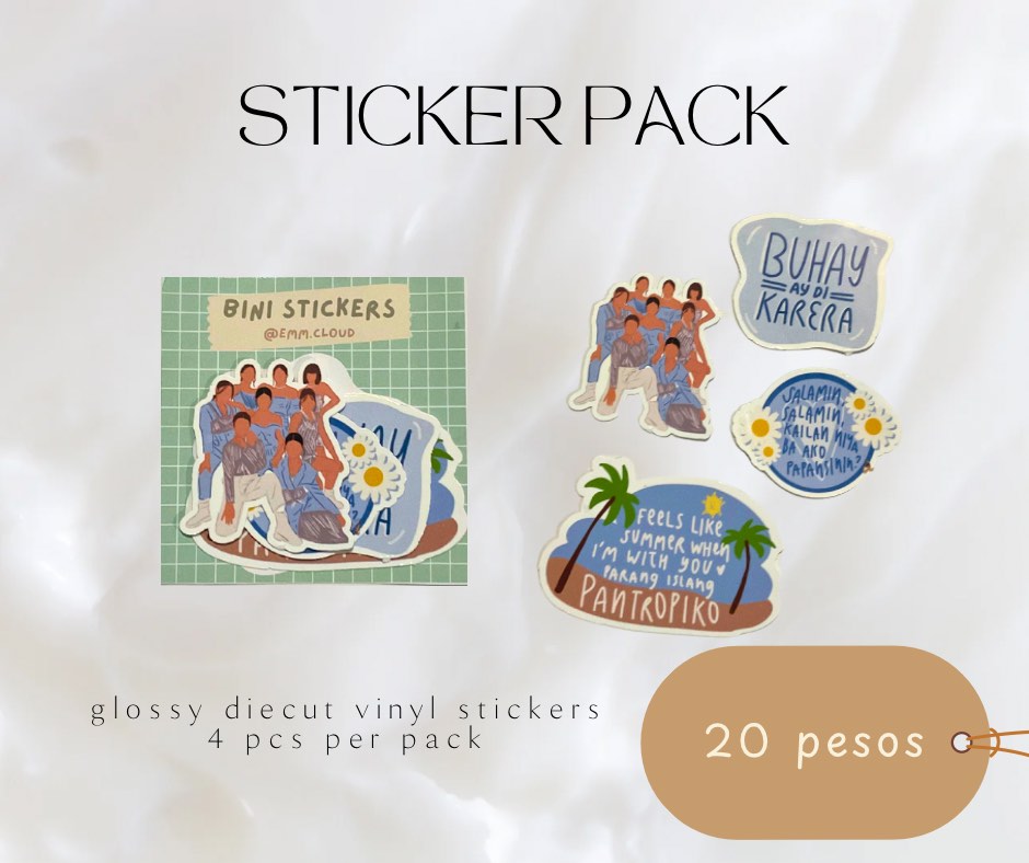 Sticker Pack 4 pcs vinyl BINI, Hobbies & Toys, Stationary & Craft ...