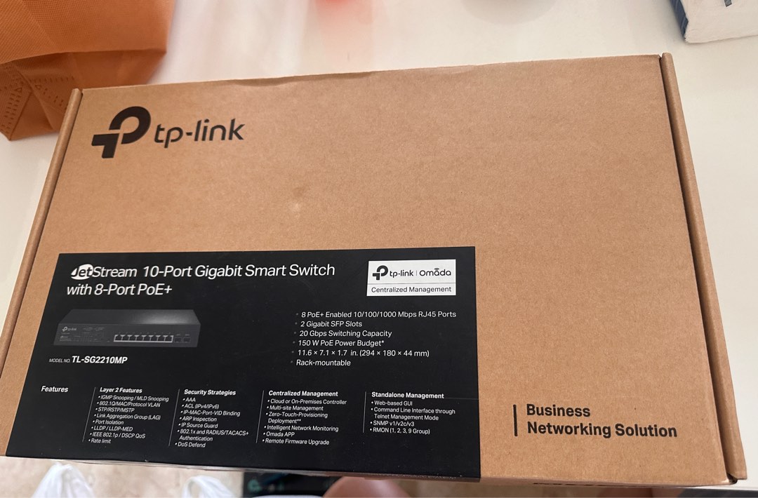 Tp link omada sg2210MP 10 port gigabit smart switch with 8 port POE+, Computers & Tech, Parts ...