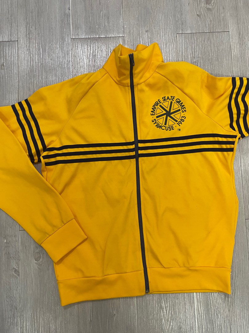 vintage 80s jacket empire state games USA SYRACUSE 1983 yellow three ...