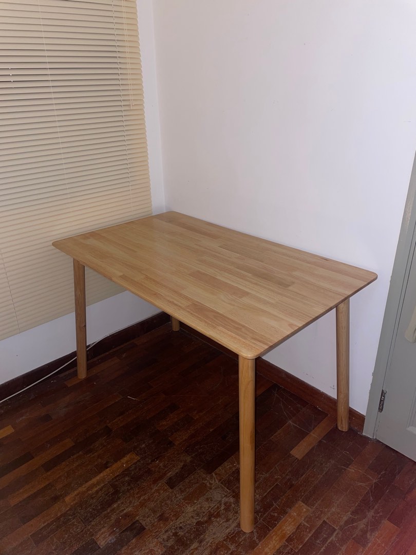 4-seater Solid Rubber Wood Dining Table, Furniture & Home Living ...