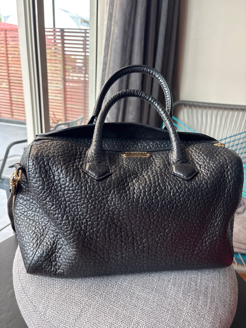 Burberry Boston Bag Black Leather, Luxury, Bags & Wallets on Carousell
