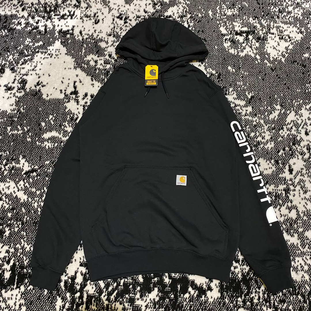 CARHARTT HOODIE ORIGINAL FIT MIDWEIGHT LOGO SLEEVE GRAPHIC BLACK ...