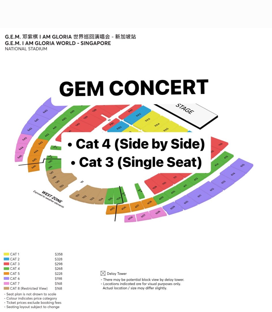[CAT4] G.E.M. 邓紫棋 《I AM GLORIA》GEM CONCERT TICKETS - 01 MARCH 2025 - CAT 1 CAT 2 CAT 3 CAT 4 CAT ...
