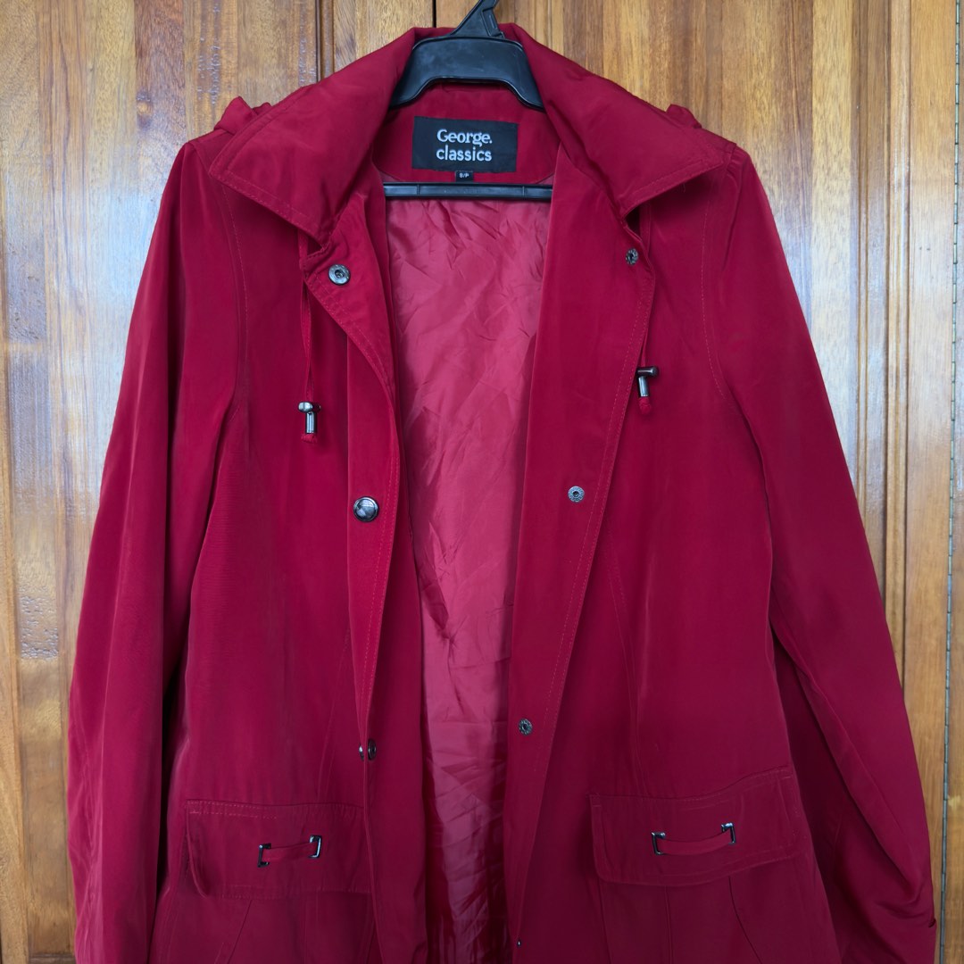 Cherry Red coat/parka, Women's Fashion, Coats, Jackets and Outerwear on ...
