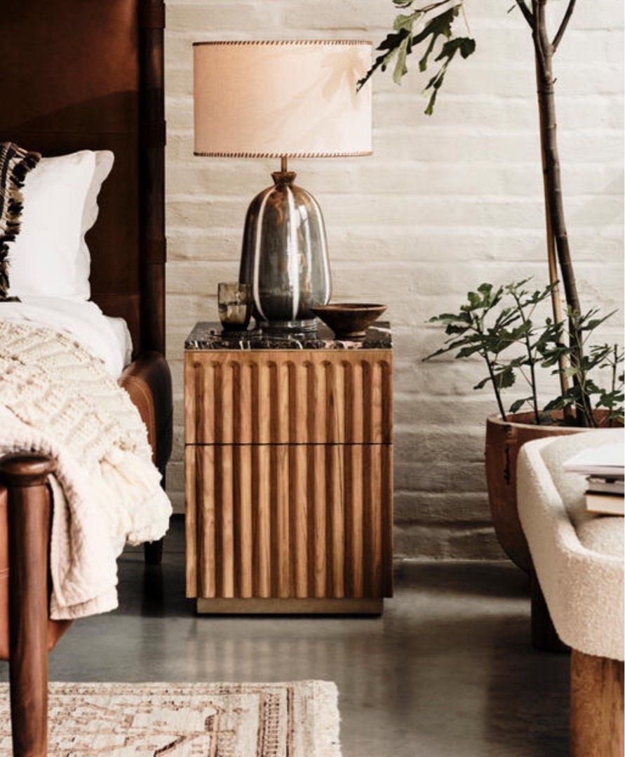 GRISEO Modern Fluted Bedside Table, Furniture & Home Living, Furniture ...