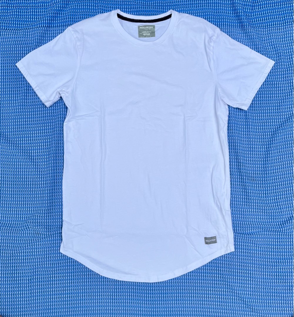 Hollister Plain White Longline Fit T-shirt, Men's Fashion, Tops & Sets ...