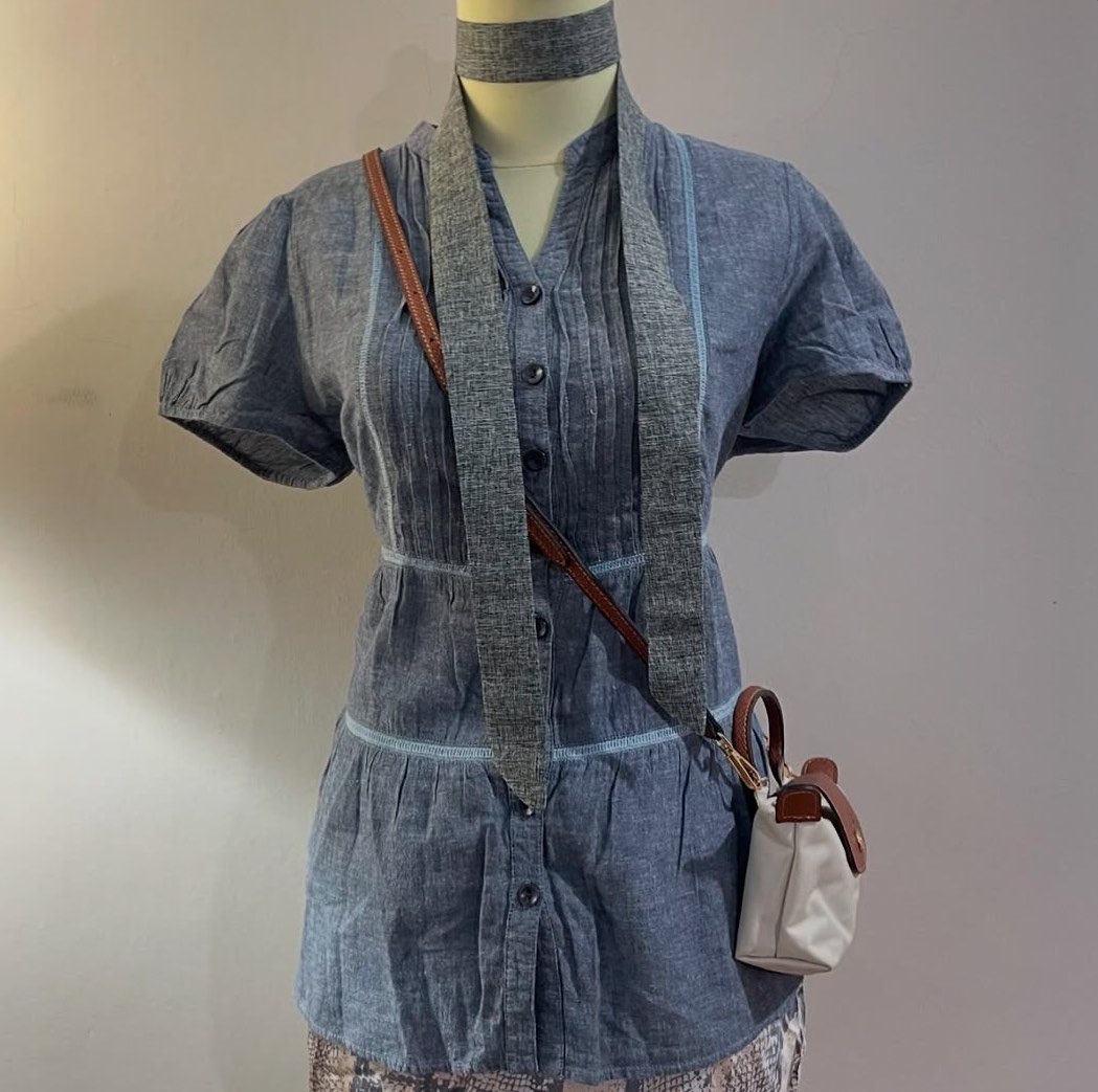 Japanese style top linen, Fesyen Wanita, Pakaian Wanita, Atasan di ...