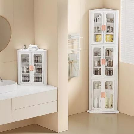Plastic Corner Storage Rack Cabinet Organizer Shelf, Furniture & Home ...