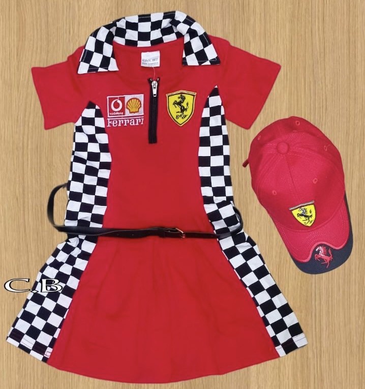 Racing Car Muse Costume (Dress, Belt & Cap) for kids girl 4-5, Babies ...