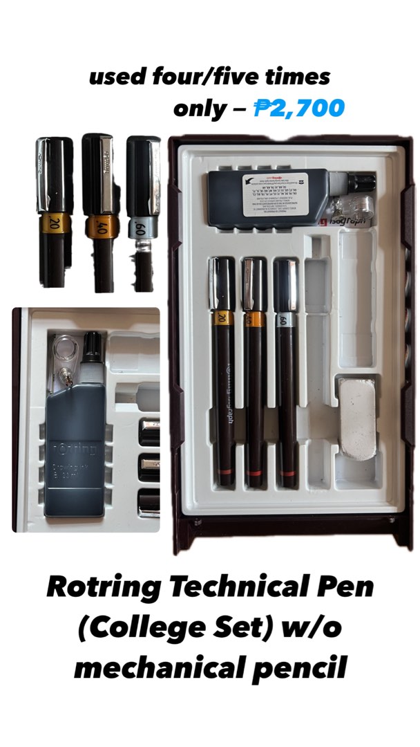 Rotring College Set with adaptor (w/o mechpen), Everything Else, Others ...