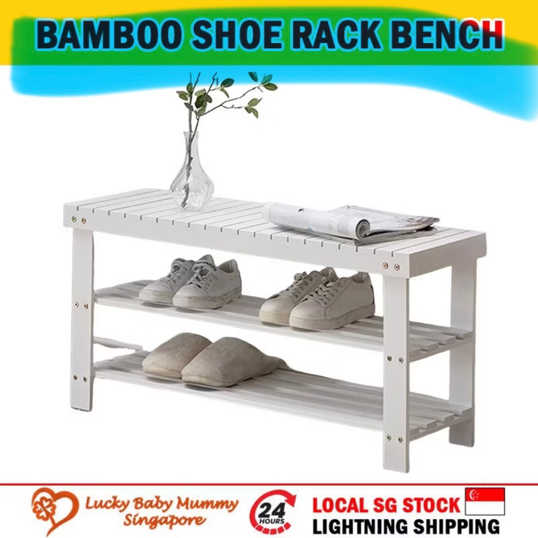 Shoe Rack | Wooden Door Side Shoe Rack | White Bamboo Wood Shoe Rack ...