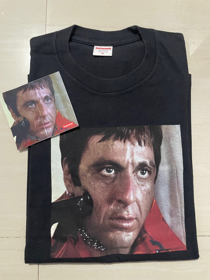 SUPREME SCARFACE SHOWER BLACK TEE, Fesyen Pria, Pakaian , Atasan di ...
