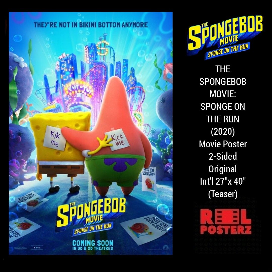 THE SPONGEBOB MOVIE: SPONGE ON THE RUN (2020) Movie Poster 2-Sided Original International 27"x ...