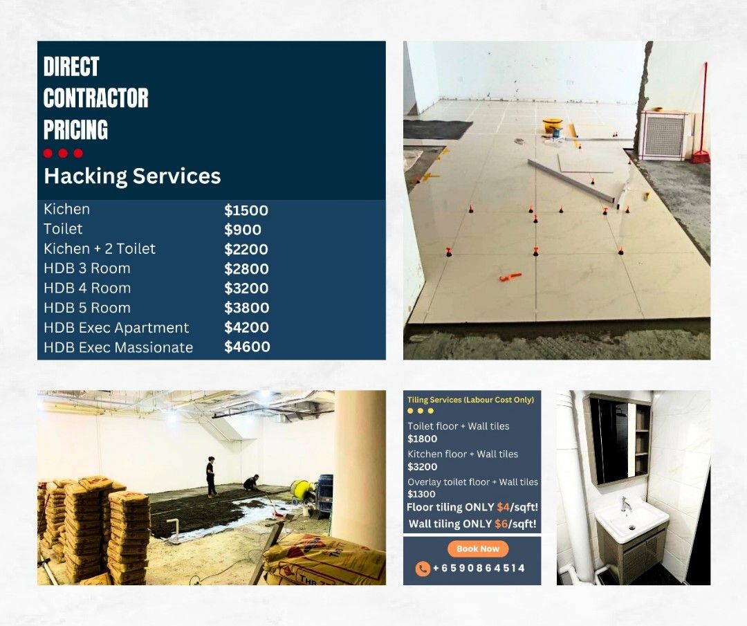 Tiling installation/ Hacking services/ demolition/ Disposal/ cabinet ...