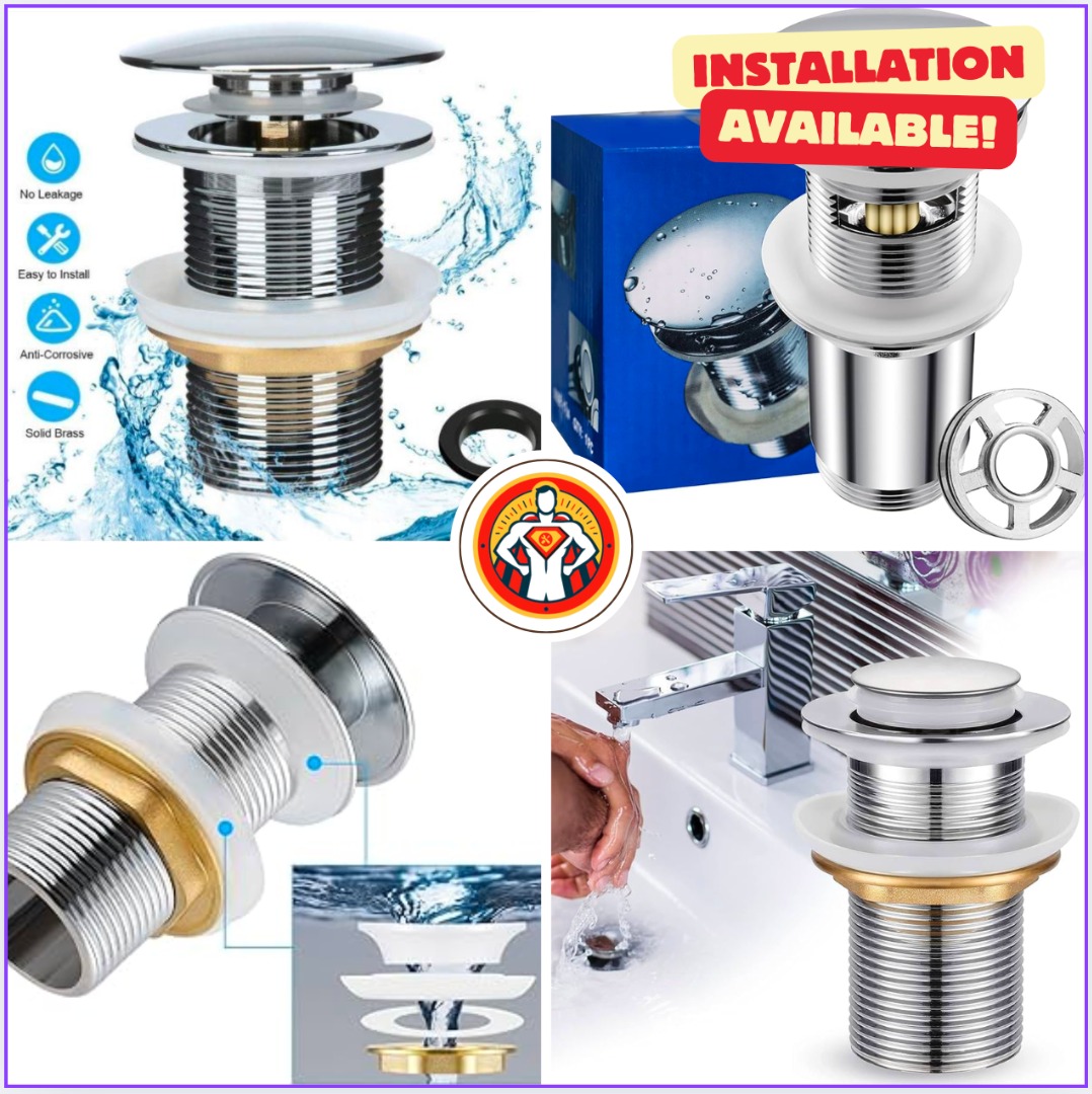 Universal Sink Plug with Overflow, Pop Up Drain Fitting for Washbasin ...