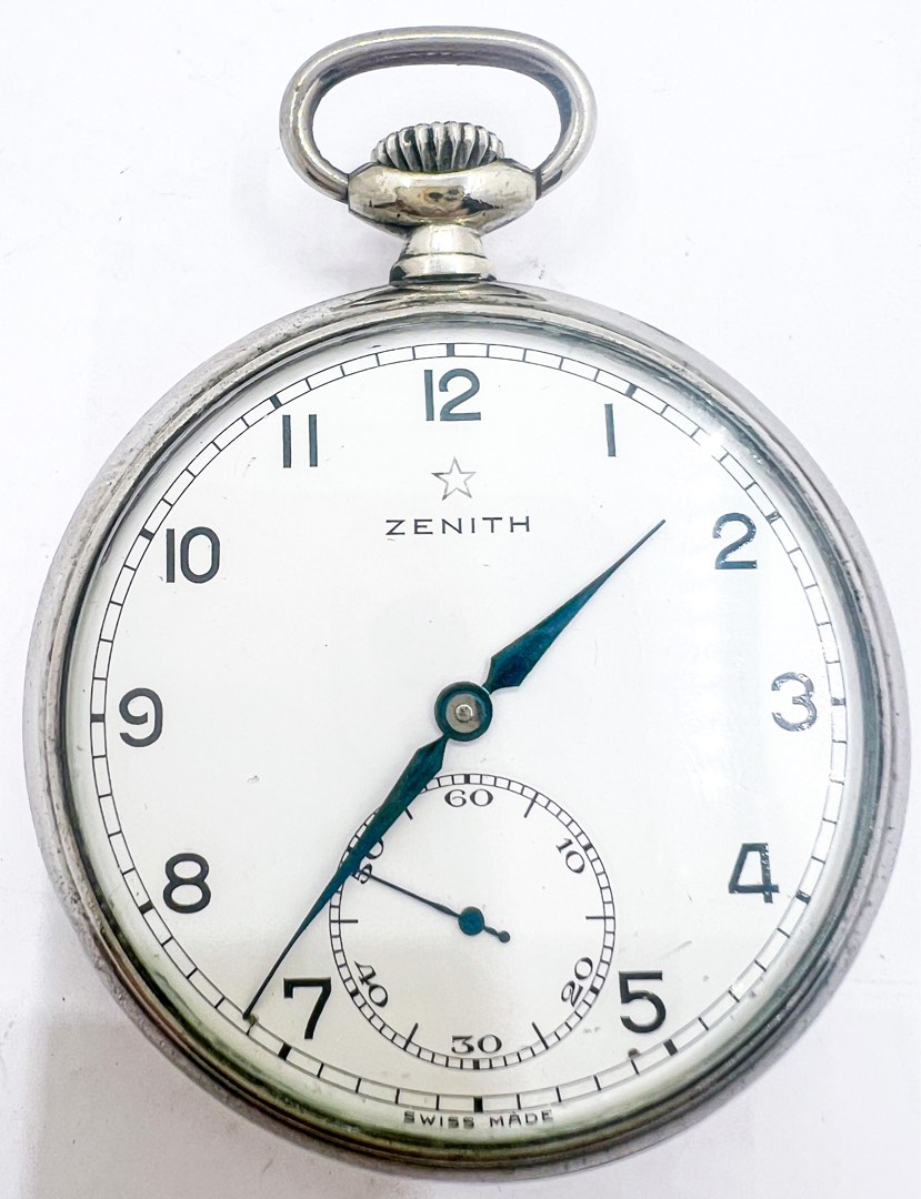 zenith 48.9mm open face large mechanical wind pocket watch, Men's ...