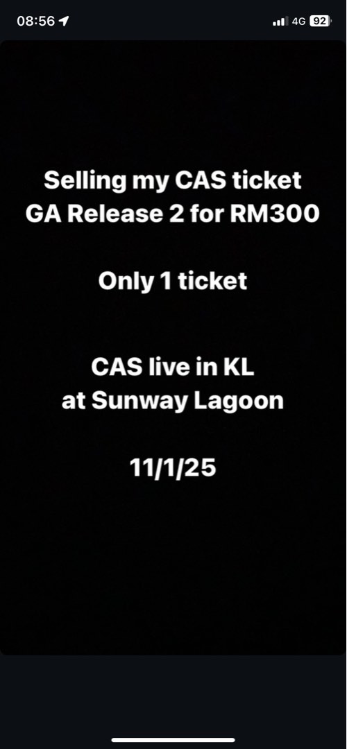 CAS TICKET LIVE IN KL, Tickets & Vouchers, Event Tickets on Carousell
