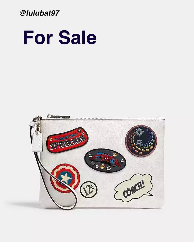 Coach 3576 Marvel Gallery Pouch in Signature Canvas With Patches ...