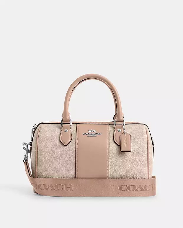 Coach Rowan Satchel Bag In Signature Canvas - Silver/Sand/Taupe (Milk ...