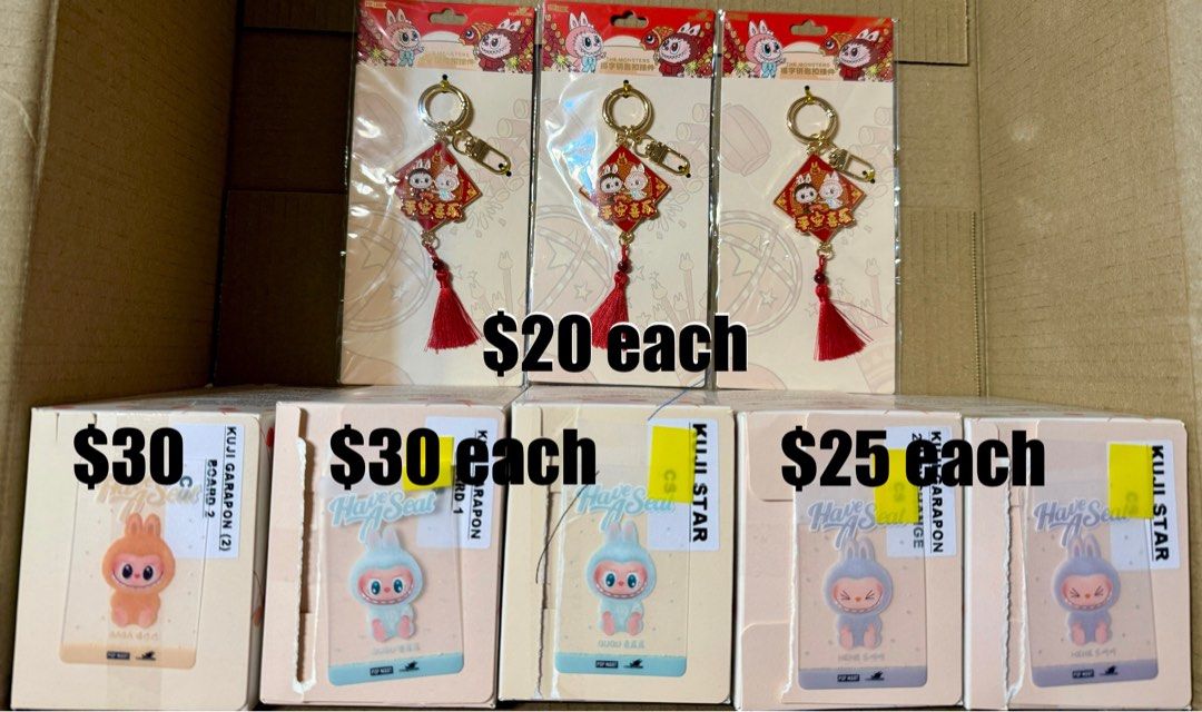 Hehe, QuQu, BaBa Labubu CNY Mokoko Labubu Keychain pendent, Hobbies ...