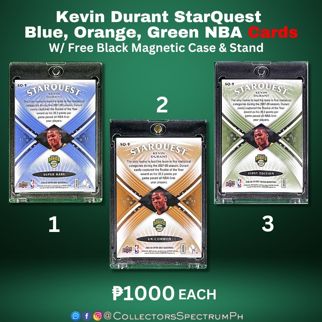 Kevin Durant StarQuest NBA Cards W/ Free Black Magnetic Case & Stand, Hobbies & Toys, Toys ...
