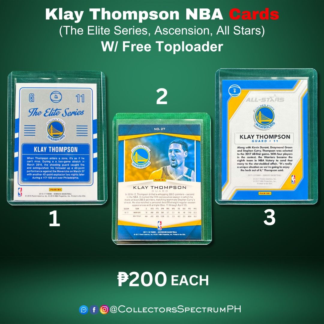 Klay Thompson NBA Cards The Elite Series, Ascension & All Stars ...