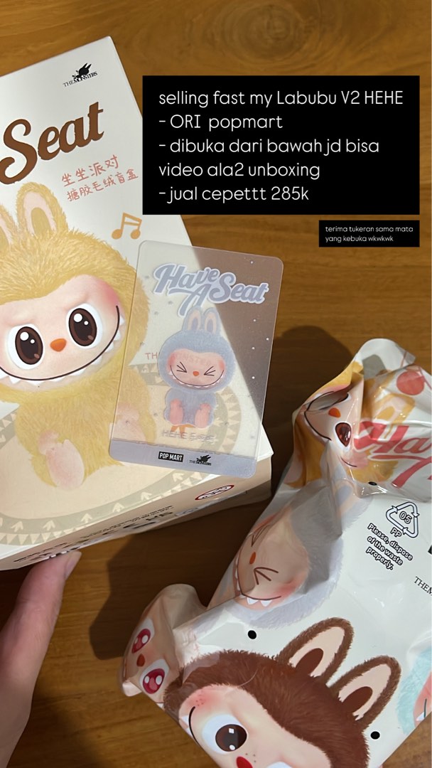 LABUBU V2 HAVE A SEAT - HEHE, Toys & Collectibles, Mainan di Carousell