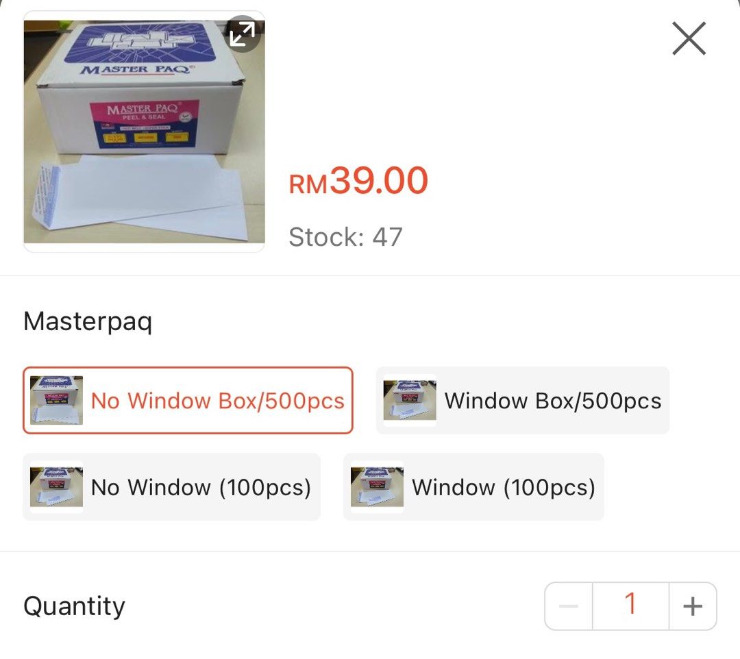 MASTERPAQ Envelope 4.5" x 9.75" (No Window) Peal & Seal (500pcs/box), Hobbies & Toys, Stationery ...