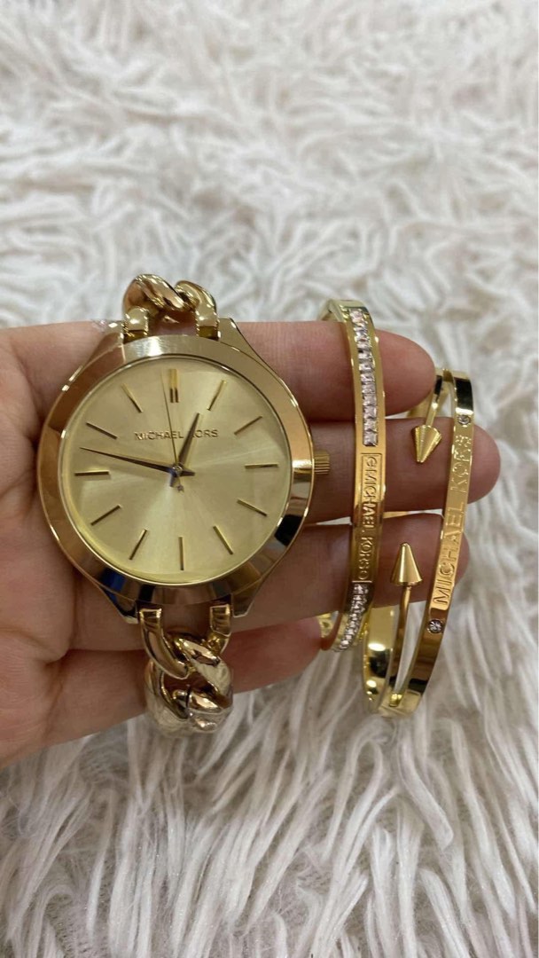 MK TWISTED SET W BANGLES AUTHENTIC WATCH, Women's Fashion, Watches ...