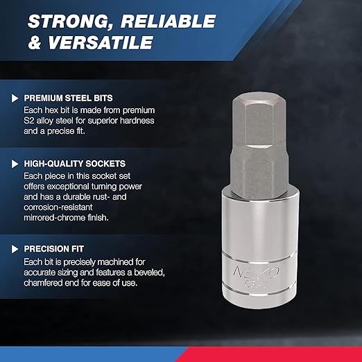 Neiko 10288A Allen Hex Bit Socket Set, 32 Piece SAE and Metric Allen ...