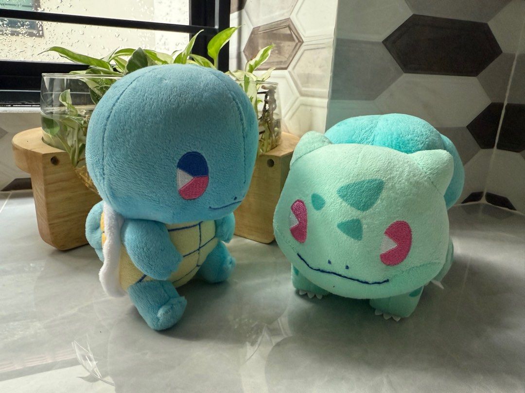Pokemon Center Original Saiko Soda Squirtle & Bulbasaur Plush, Hobbies ...