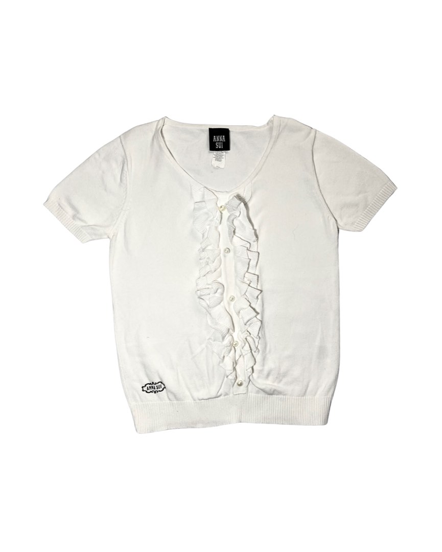 Rare Anna sui coquette ruffled white top, Women's Fashion, Tops ...