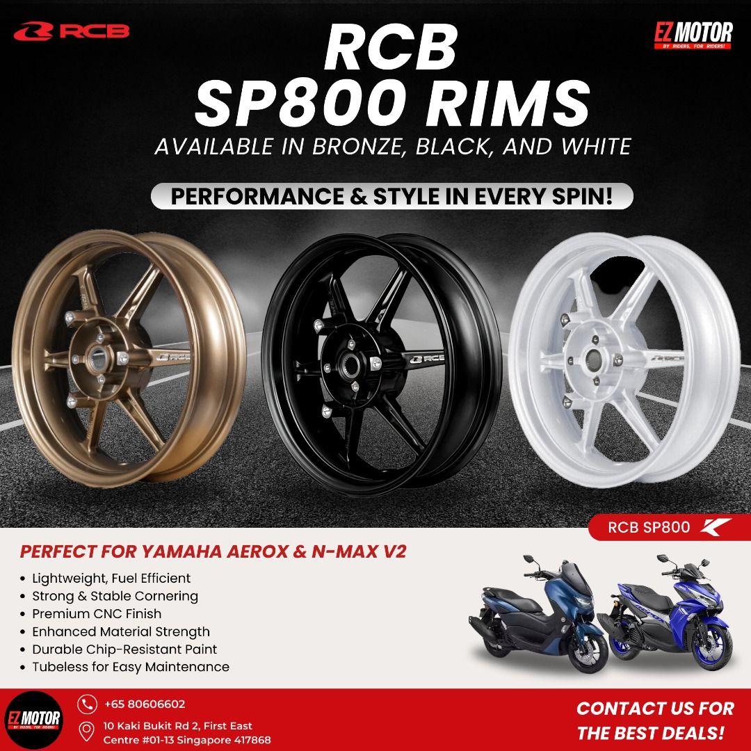 RCB SP800 Rims for Yamaha Aerox | Available in Gold, Black, and White ...