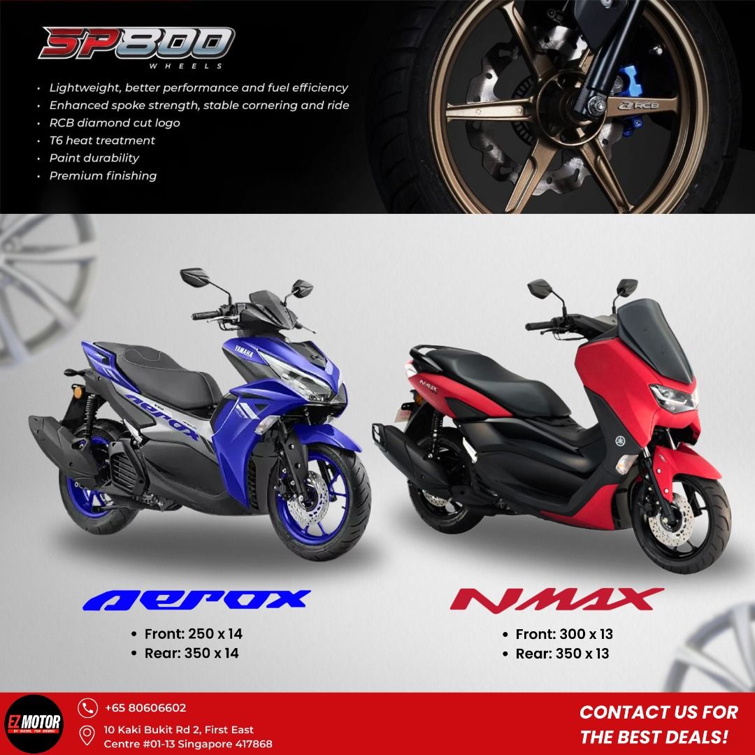 RCB SP800 Rims for Yamaha Aerox | Available in Gold, Black, and White ...