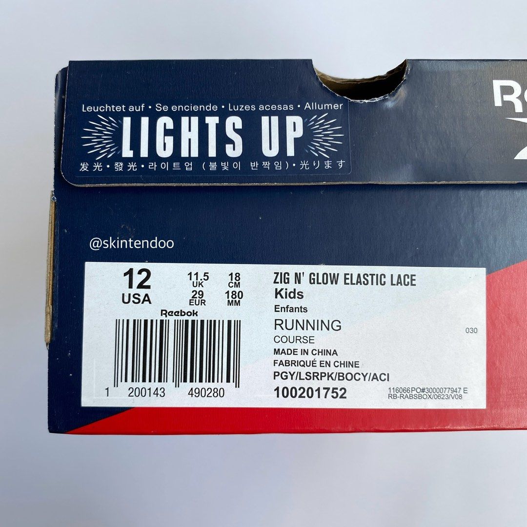 RESMI PT MAP Reebok Zig N Glow Kids Pure Grey Original, Fesyen Wanita ...