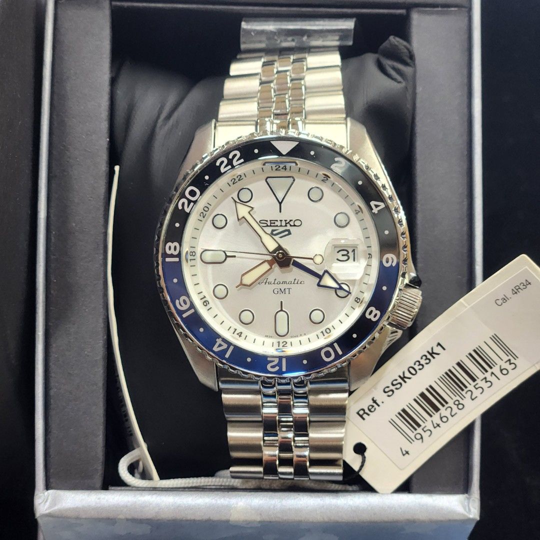 Seiko 5 GMT White Polar Batman Mens Automatic Watch SSK033 SSK033K1 ...