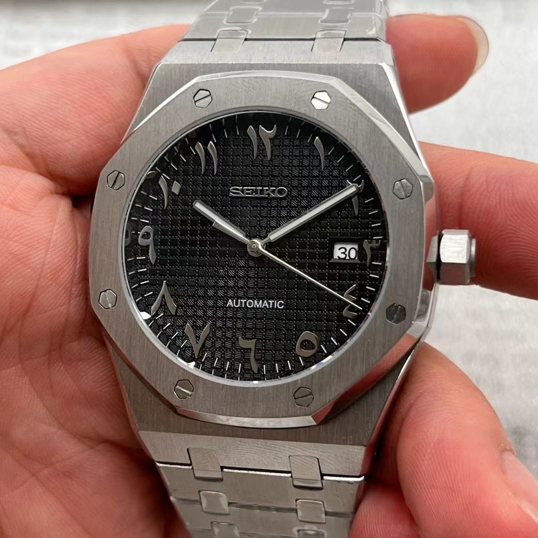Seiko AP Royal Oak Black Arabic Dial Mod 41mm, Men's Fashion, Watches ...