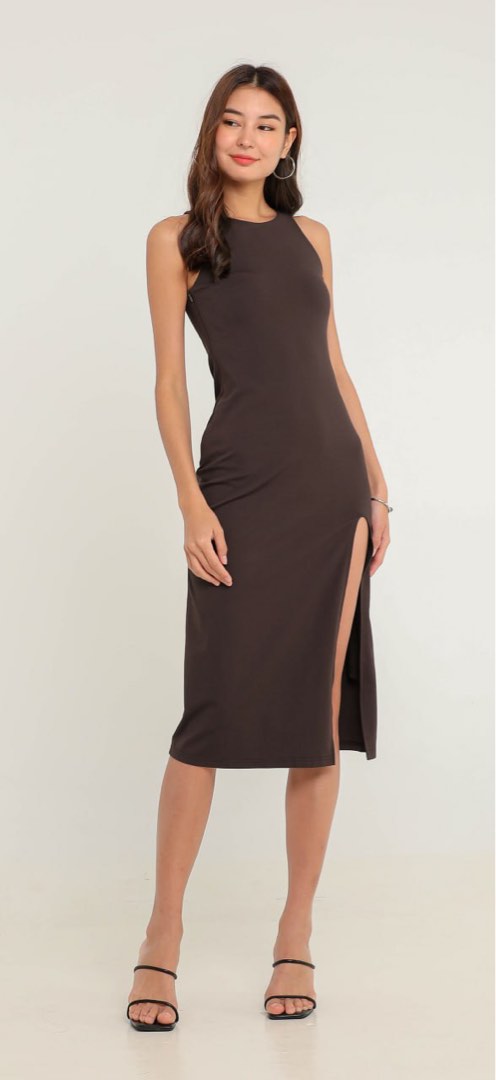 SUPERGURL SPG RAI RACER MIDI DRESS (ESPRESSO BROWN), Women's Fashion ...