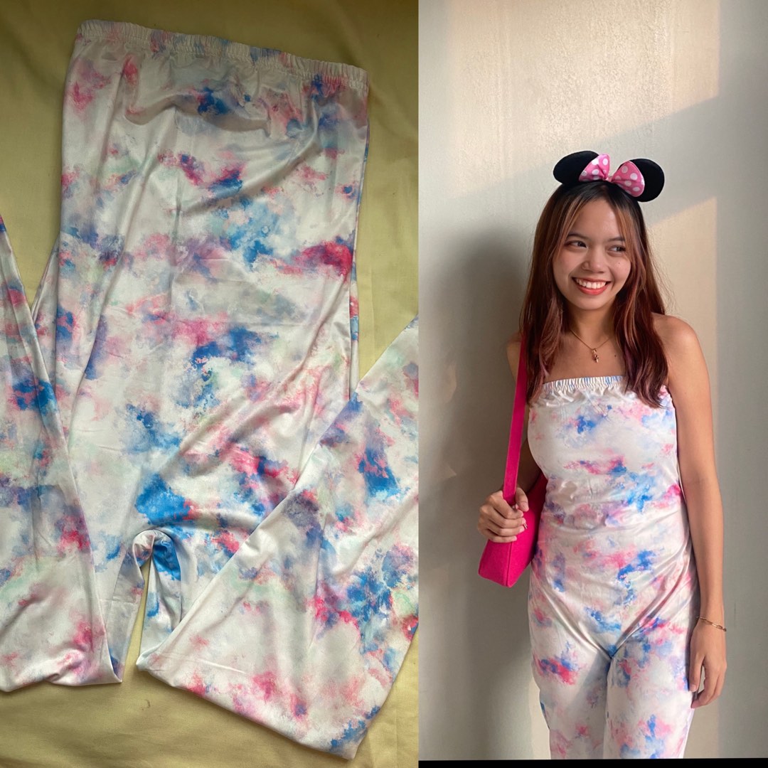 tube romper white with colorful dye, Women's Fashion, Dresses & Sets ...