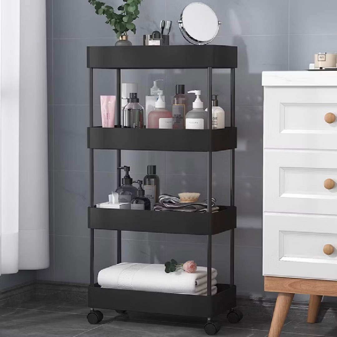 4 Tier Bathroom Storage Shelf | Multilayered Bathroom Organiser Shelf ...