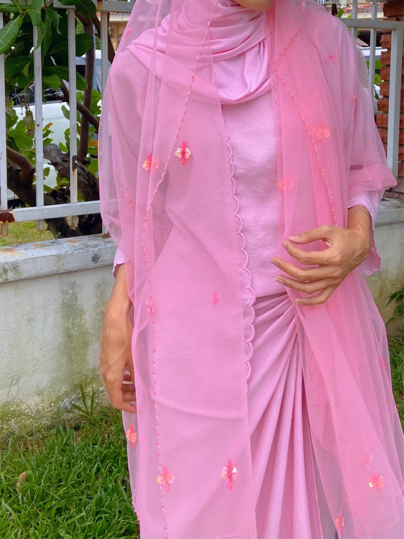 Beaded Veil Selendang 2025 Raya by That Messy Gal, Women's Fashion ...